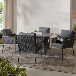 Rent to own Hampton Bay Tolston 5 Piece Wicker Outdoor Patio Dining Set with Charcoal Cushions LeaseVille
