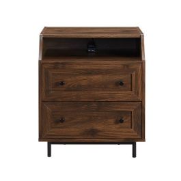 Walker Edison - 22" Modern Open Top End Table with USB - Dark Walnut