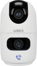 Lorex - 2K Dual-Lens Indoor Pan-Tilt Wireless Camera - White