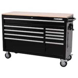 Husky 52 in. Black 10-Drawer Workbench with Wood Top - Lease Today