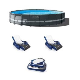 Intex 20 ft. L x 20 ft. W x 48 in. H Round Above Ground Pool with Pump ...